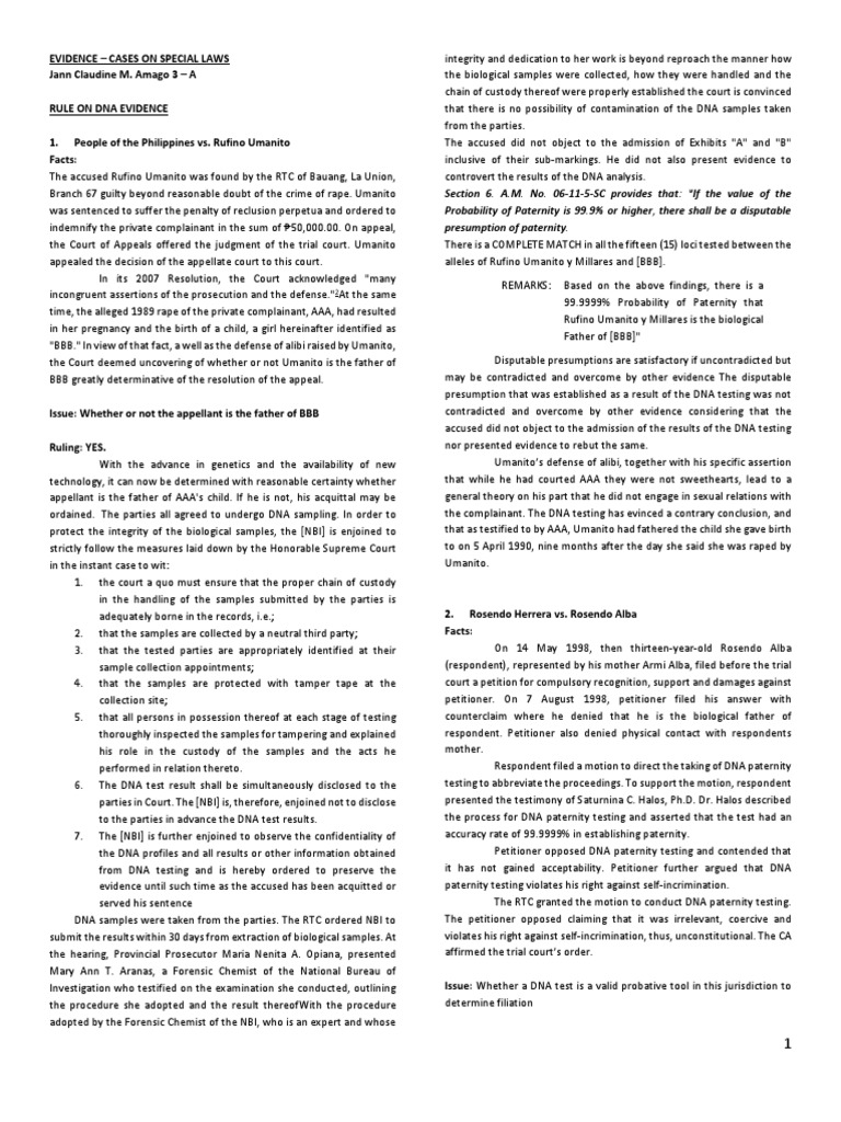 Evidence Cases | PDF | Dna Profiling | Evidence