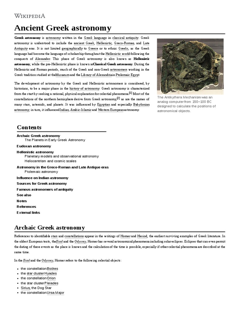Greek Astronomy | PDF | Ptolemy | Ancient Greece