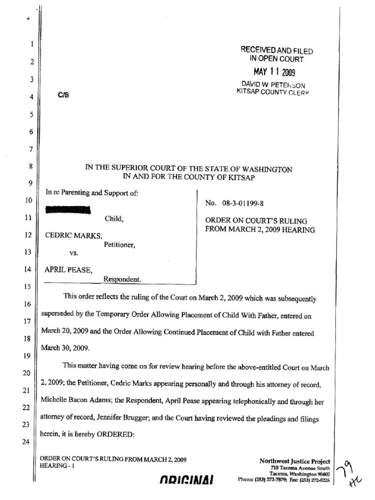 Cedric Marks and April Pease Custody Documents | PDF