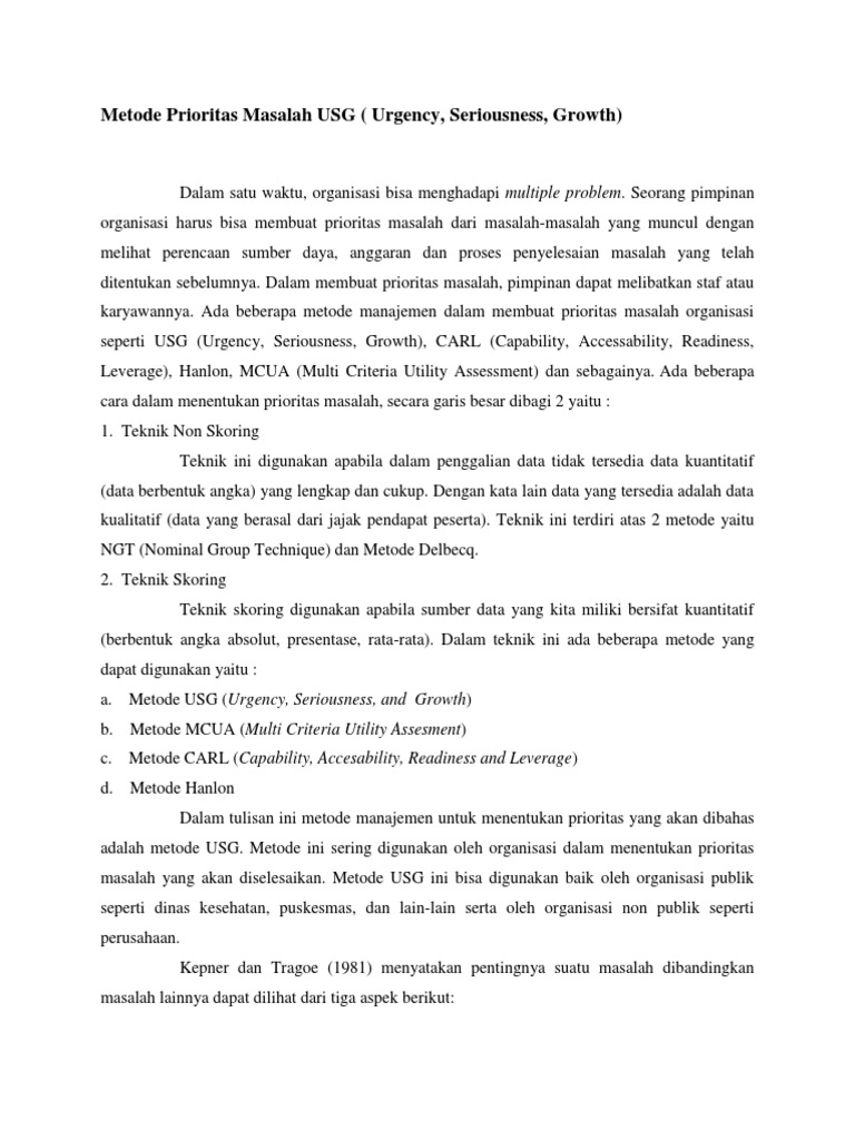 Metode Prioritas Masalah USG | PDF