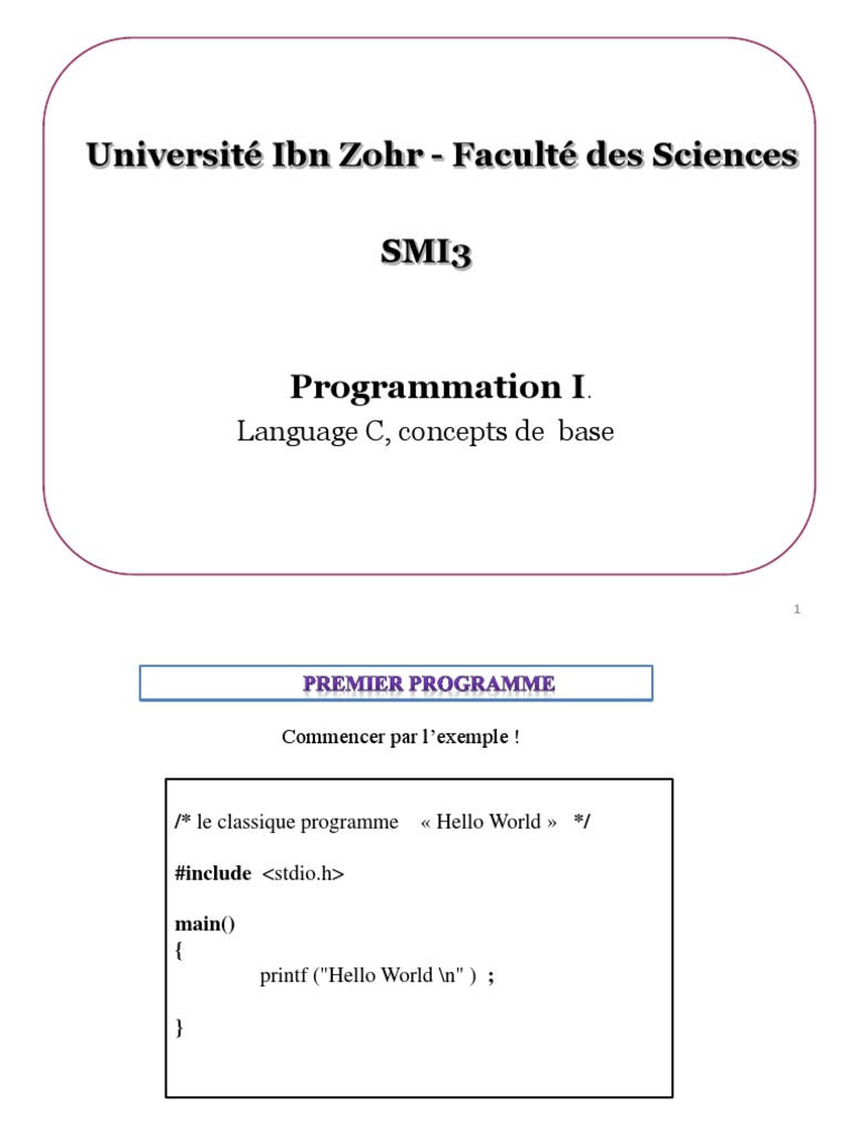 Introduction à la programmation en C | PDF | Variable (informatique) | Structure de contrôle