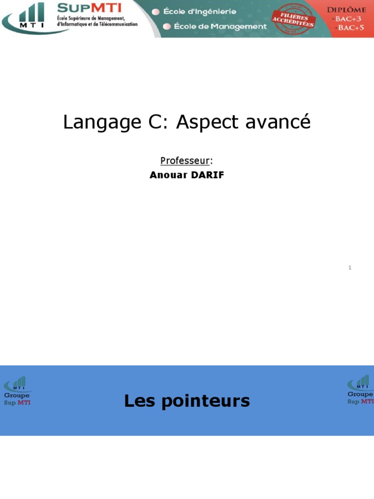 Cours C Aspect Avancé | PDF | Pointeur (programmation) | Variable (informatique)