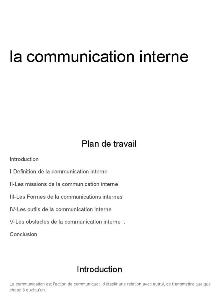 Expose Sur La Communication Interne | PDF | Média (Communication) | la communication