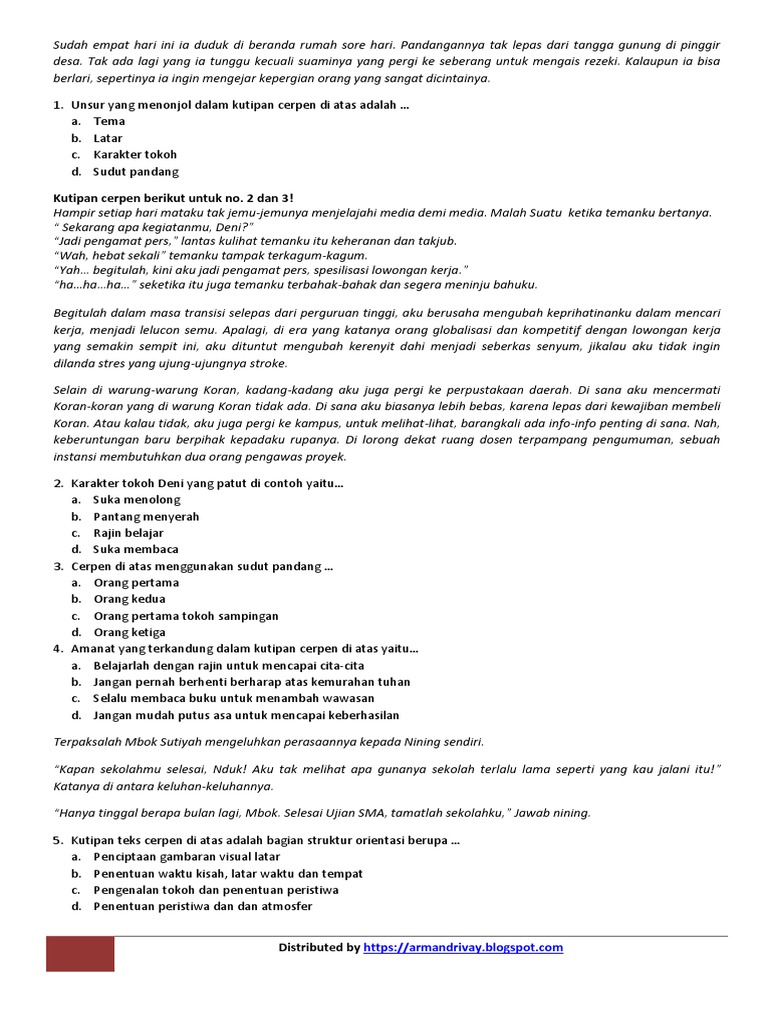 Soal Teks Cerpen | PDF