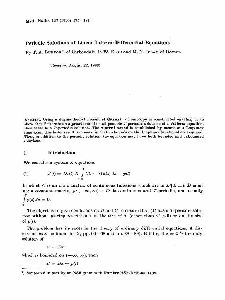 Periodic Solutions of Linear Integro-Differential Equations | PDF | Compact Space | Banach Space
