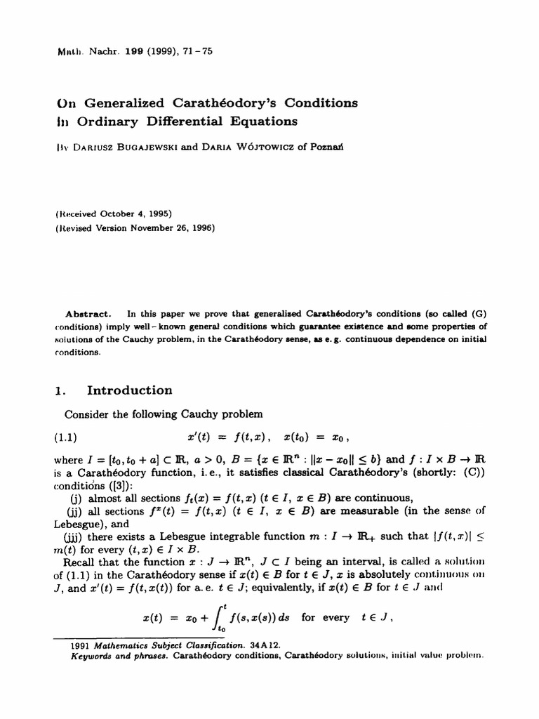 Generalized Carathéodory Conditions Proving That Generalized Carathéodory Conditions Imply Well