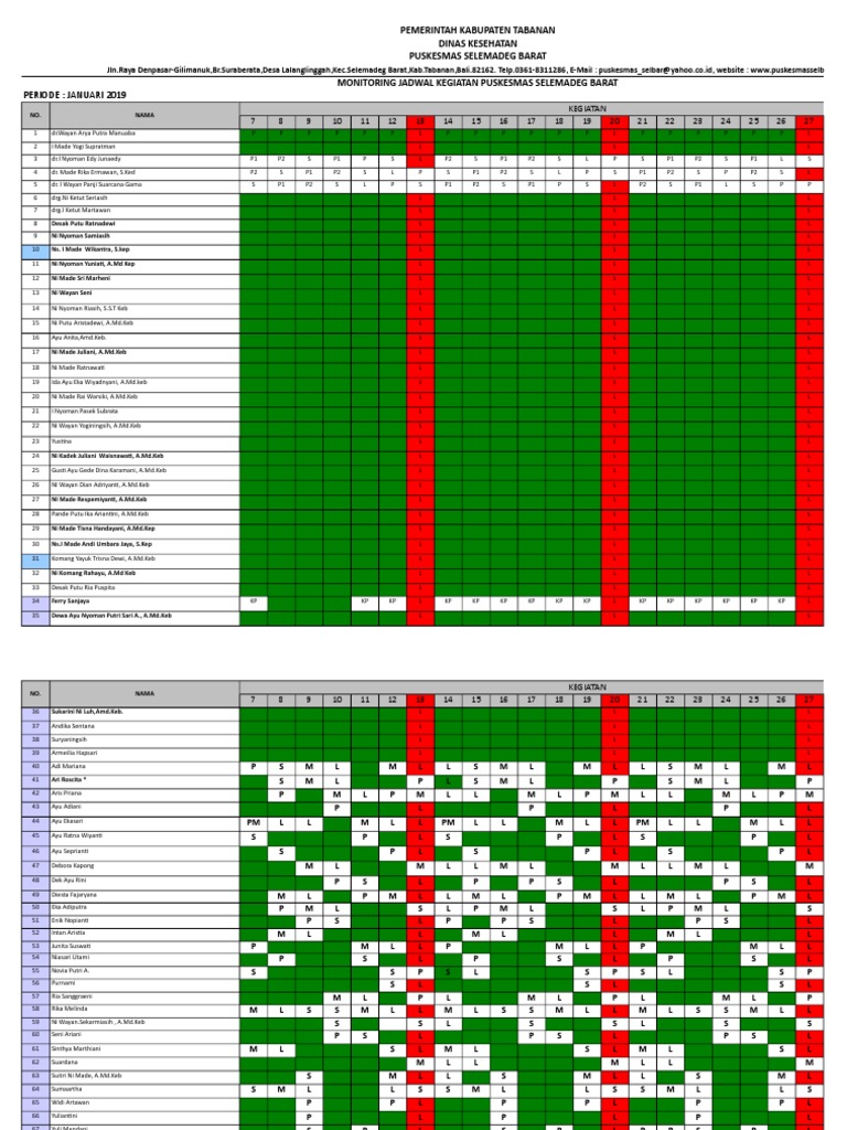 Monitoring Kegiatan Puskesmas 2019 | PDF