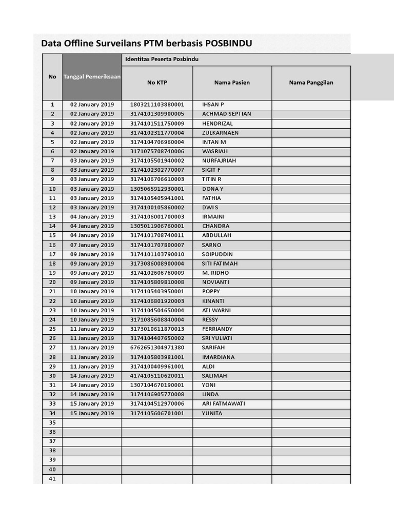 Form Offline Posbindu | PDF