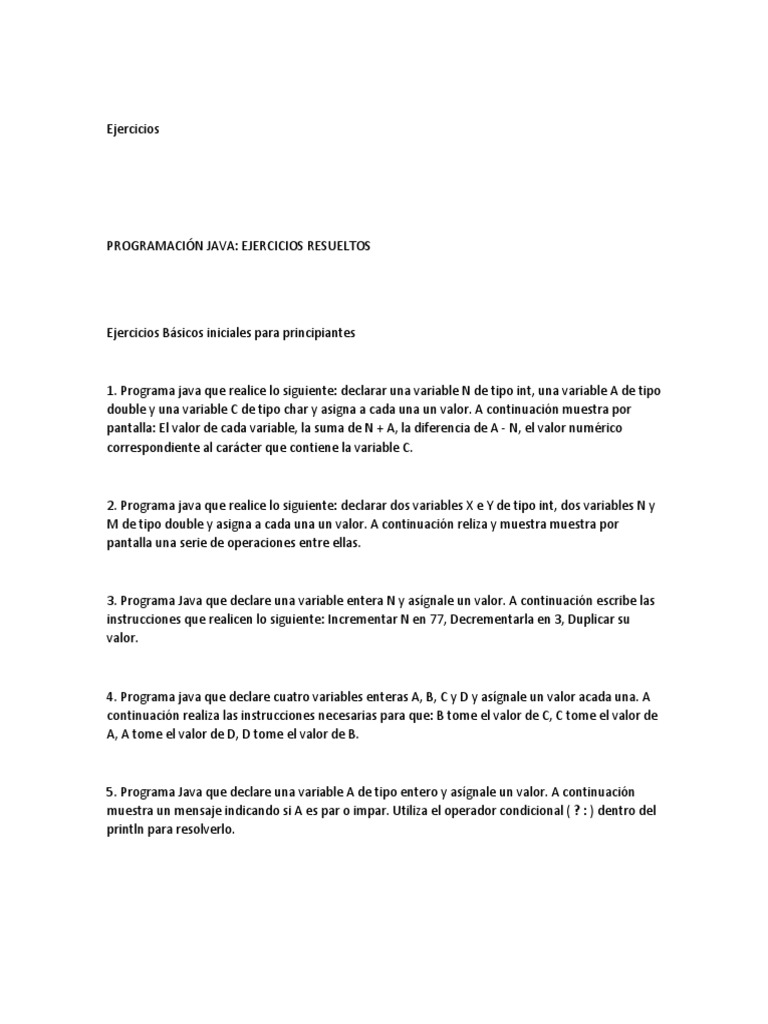 Ejercicios Java | PDF | Java (lenguaje de programación) | Triángulo