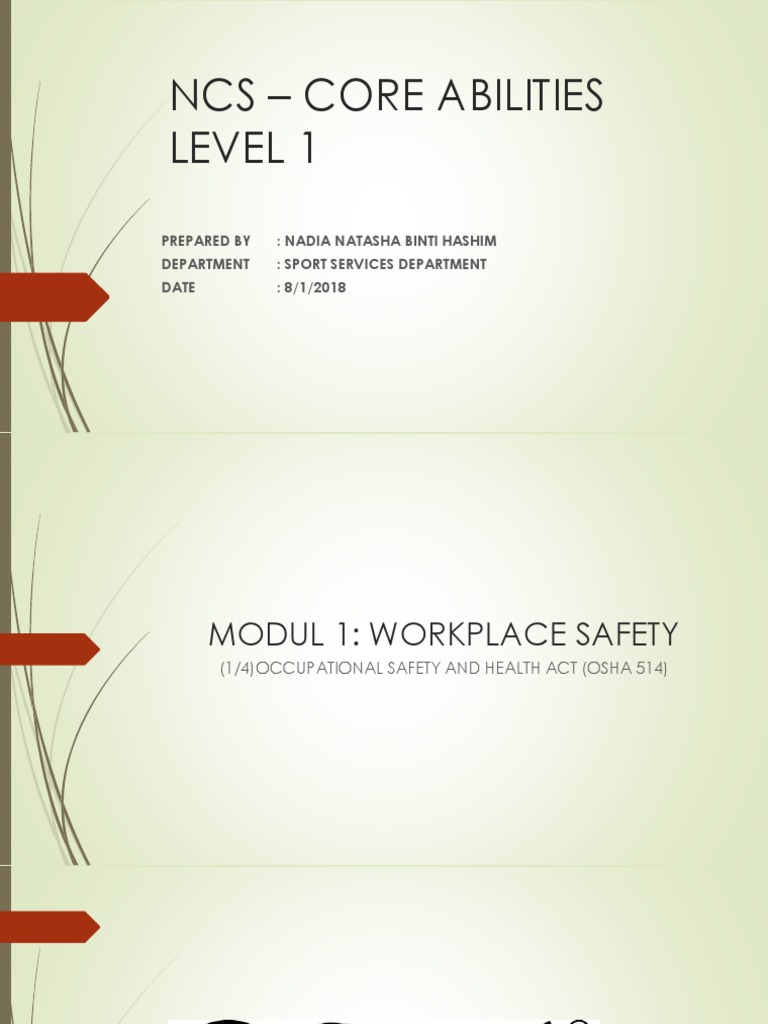 Ncs - Core Abilities Level 1 | Download Free PDF | Personal Protective ...