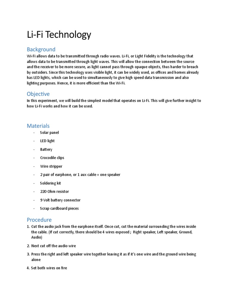 LiFi Science Fair | PDF