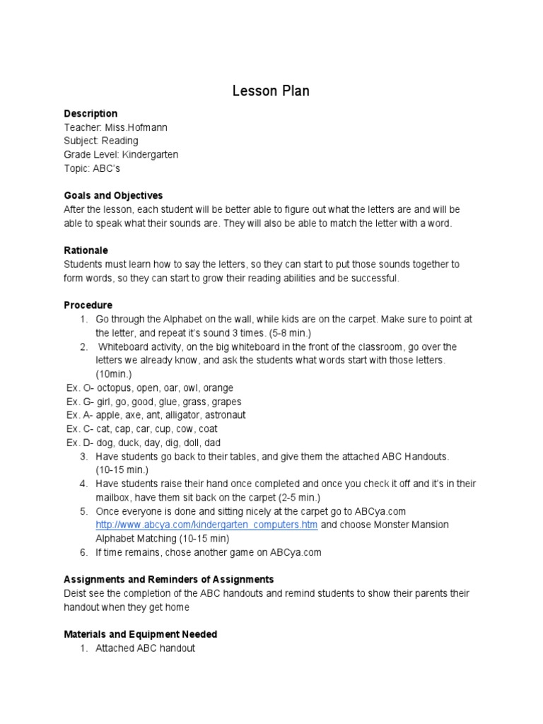 Lesson Plan | PDF | Lesson Plan | Behavior Modification