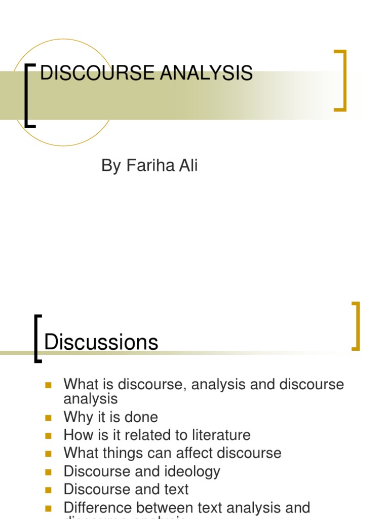 Discourse Analysis: by Fariha Ali | PDF | Discourse | Ambiguity