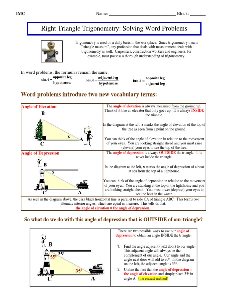 Right Triangle Trigonometry Word Problems