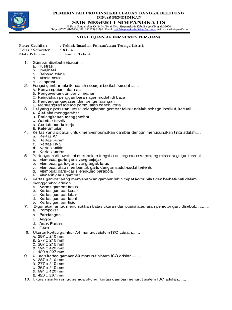 Soal UAS Gamtek XI Fix | PDF