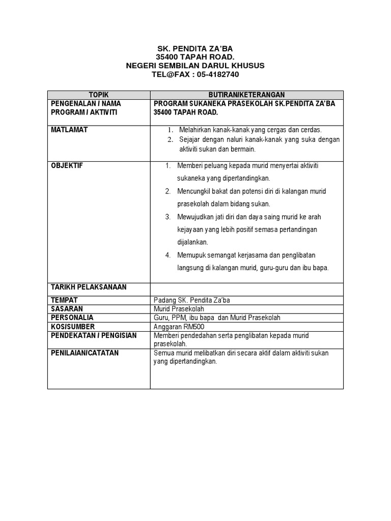 Laporan Sukaneka | PDF