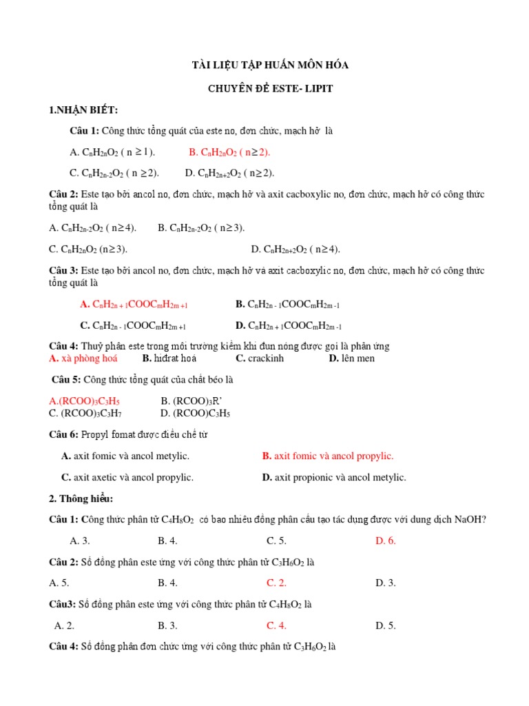 Chuyen de 1 Este-Lipit | PDF