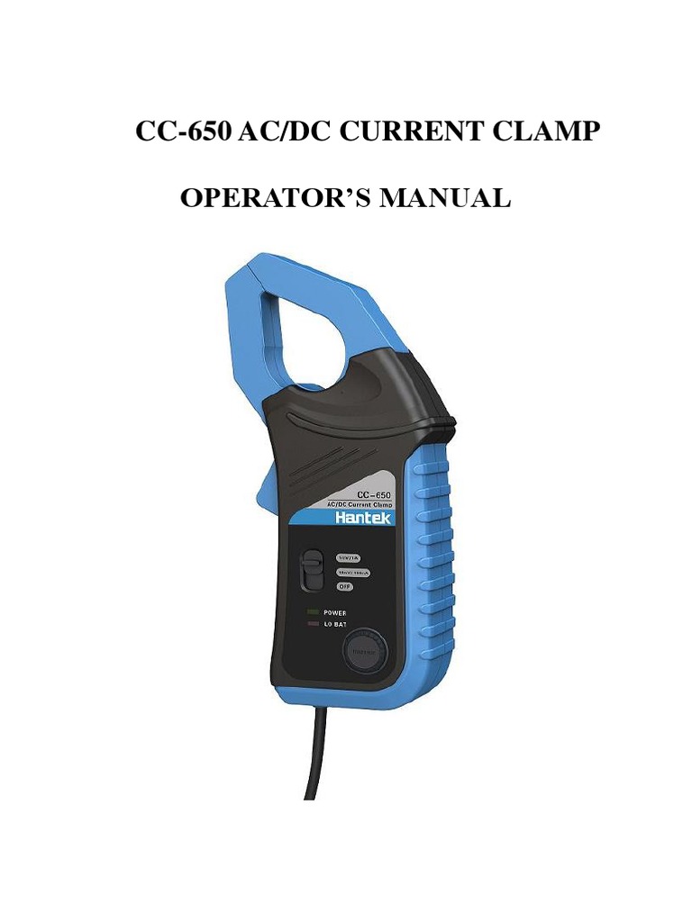 Cc-650 Ac/Dc Current Clamp Operator'S Manual | PDF | Electric Power ...