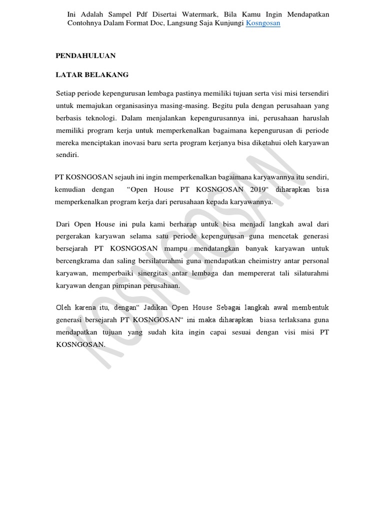 Contoh Proposal Open House | PDF