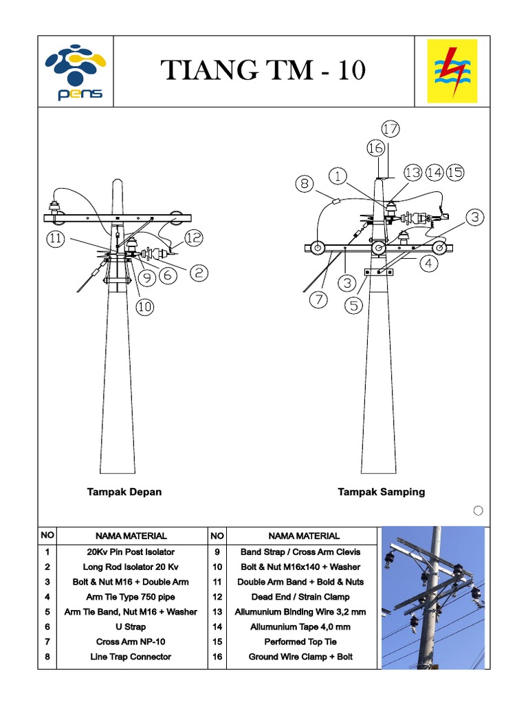 Tiang TM - 10: Tampak Depan Tampak Samping | PDF