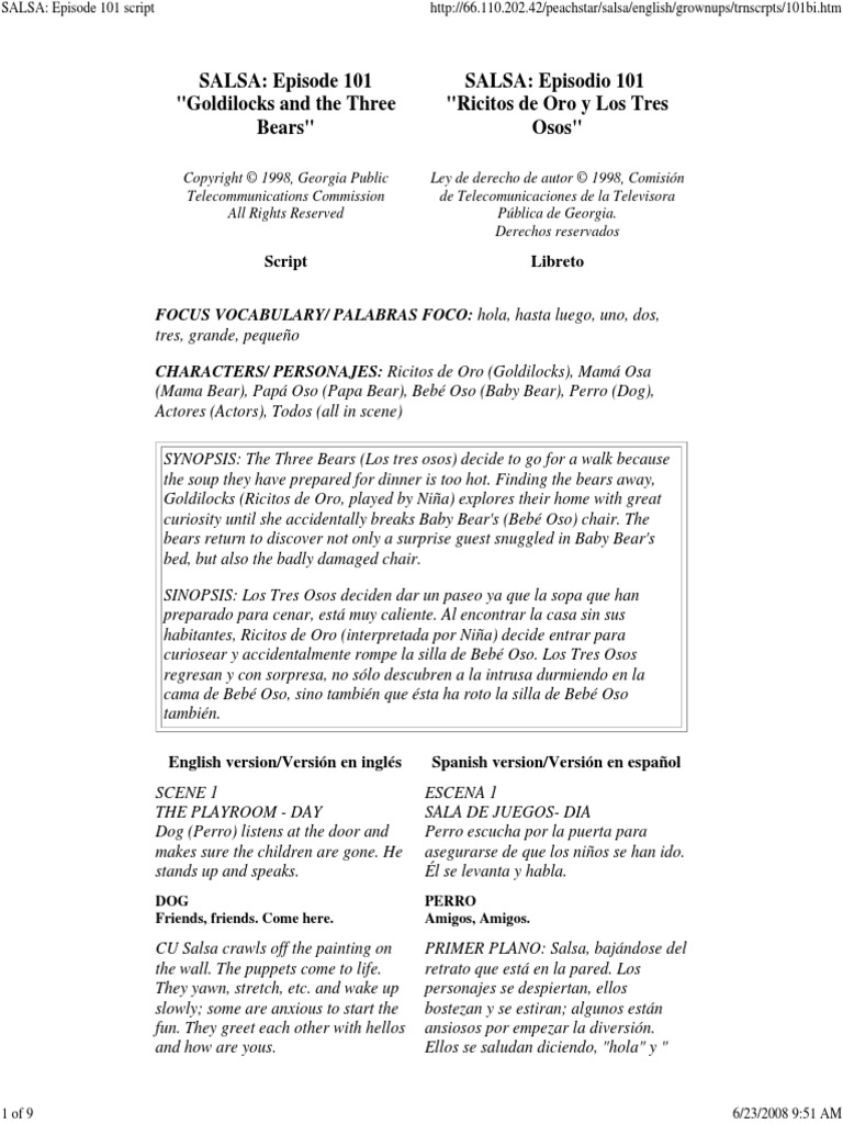 Goldilocks 101 Script | PDF