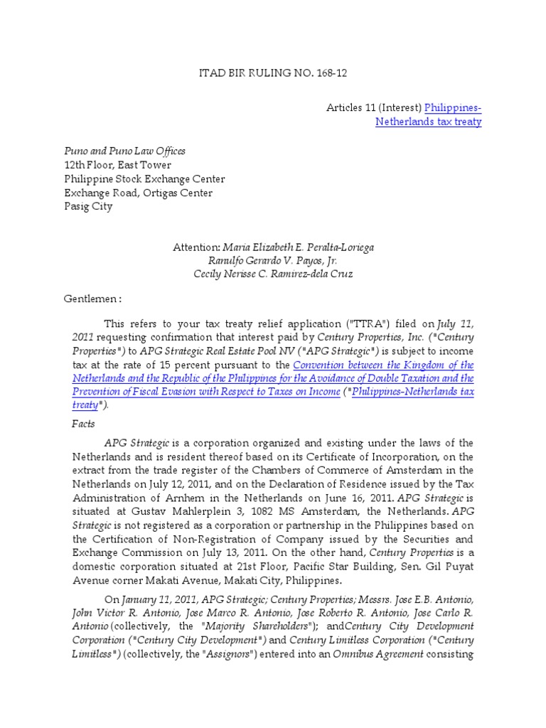 Itad Bir Ruling No. 168-12 | PDF | Bonds (Finance) | Loans