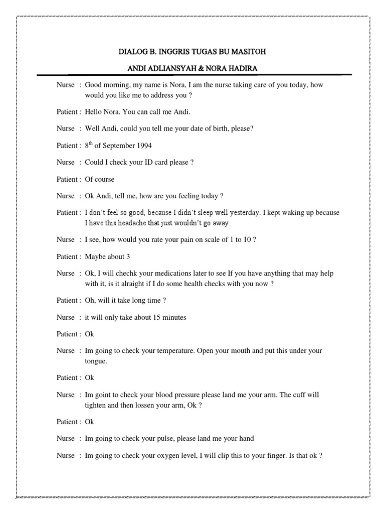Dialog Andi & Nora | PDF | Patient | Nursing