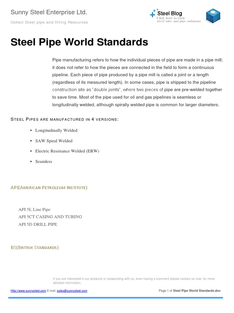 Steel Pipe Standards Guide | PDF | Pipe (Fluid Conveyance) | Stainless ...