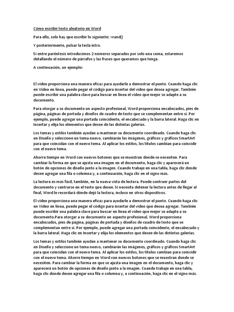 Generar texto aleatorio en Word | PDF | Point and Click | Microsoft Word