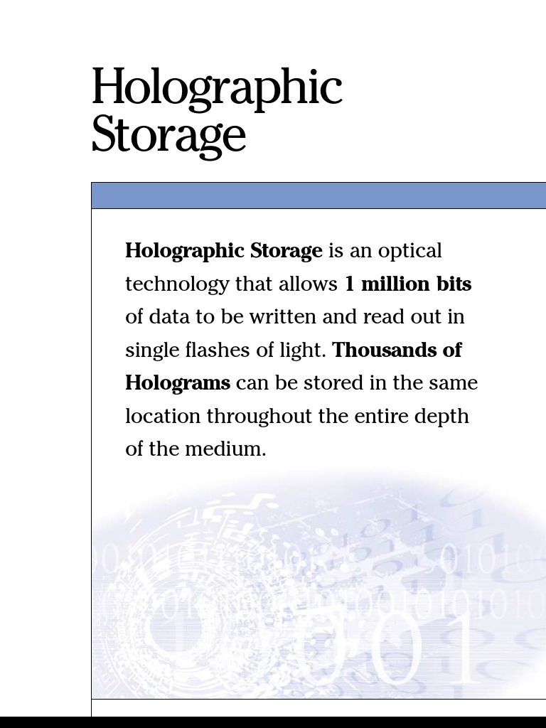 Holographic Storage Technology Explained | PDF | Holography | Computer Data Storage