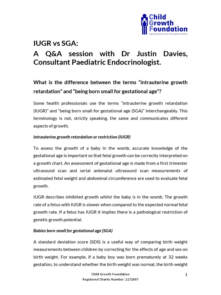 IUGR V SGA DR Justin Davies | PDF | Fetus | Maternal Health