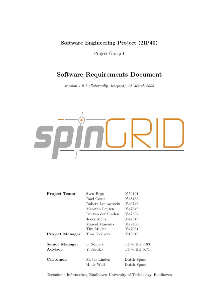 Software Requirements Document PDF | Download Free PDF | Grid Computing | Application Software