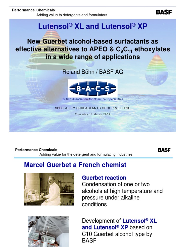 Lutensol Xp & Xl_basf | Emulsion | Soft Matter | Free 30-day Trial | Scribd