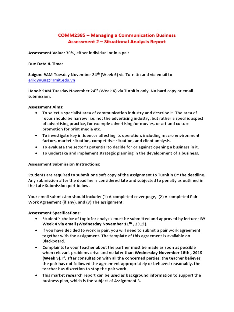 COMM2385 - Managing A Communication Business Assessment 2 - Situational ...