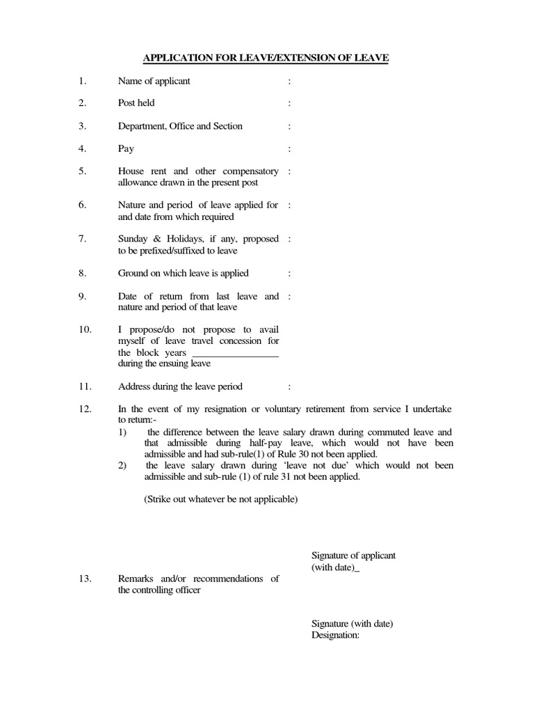 Application For Leave/Extension of Leave | PDF
