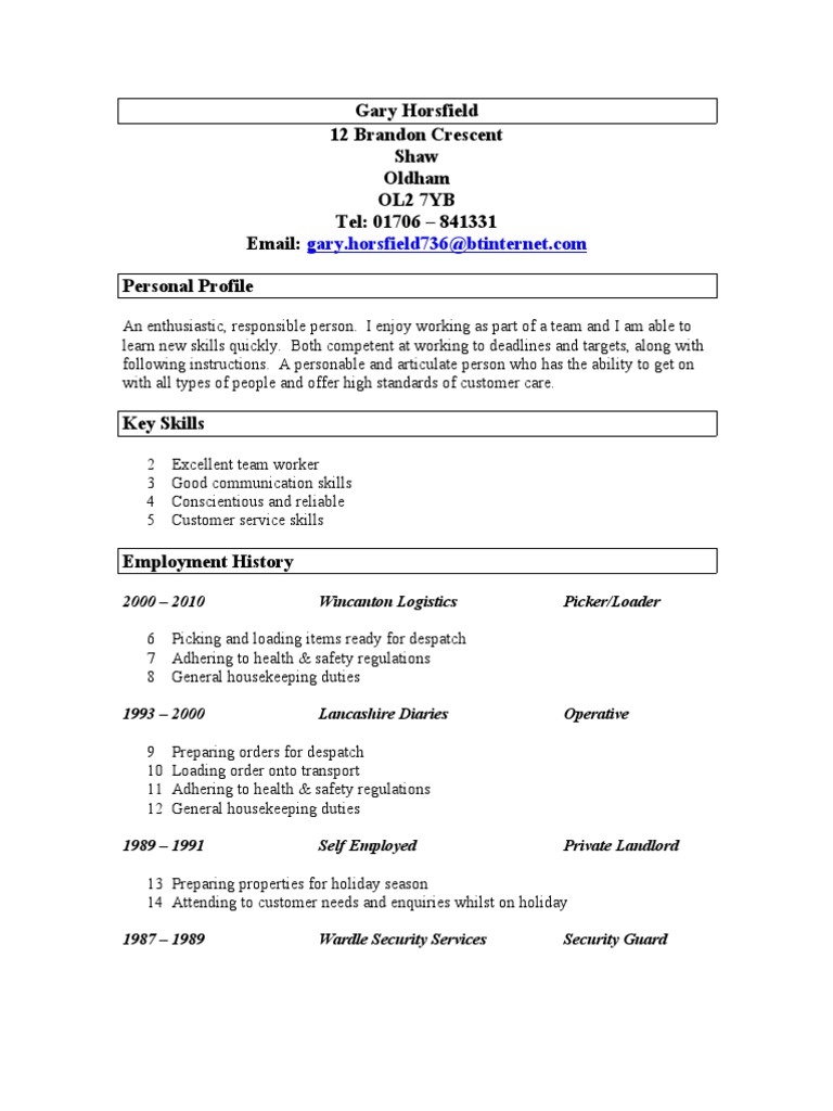 Gary Horsfield: Professional Profile | PDF | Business