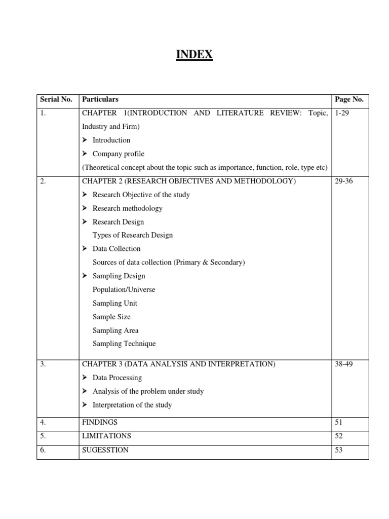 Index: Serial No. Particulars Page No | PDF
