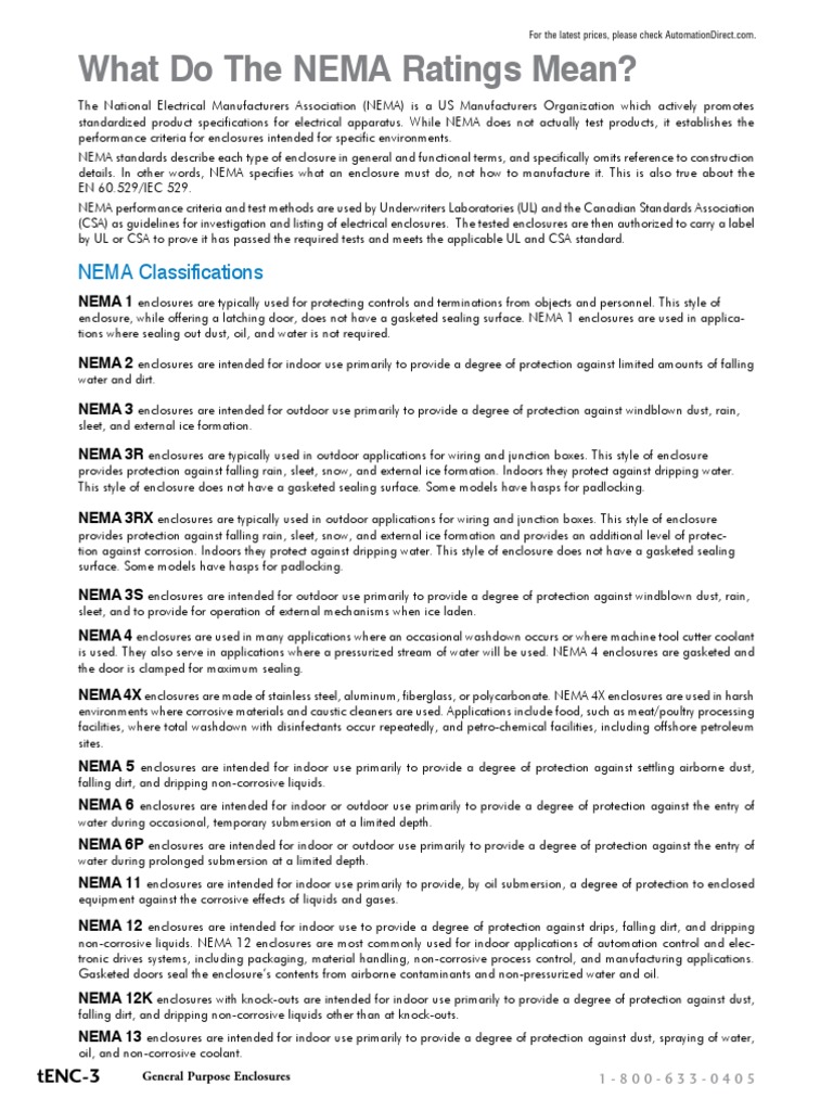 What Do The NEMA Ratings Mean? | PDF | Engineering | Electrical Engineering
