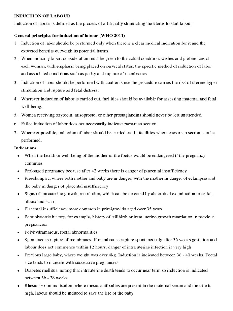 Induction of Labour | PDF | Childbirth | Mammalian Pregnancy