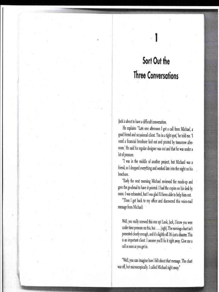 Difficult Conversation - I Sort Out The Three Conversations | PDF ...