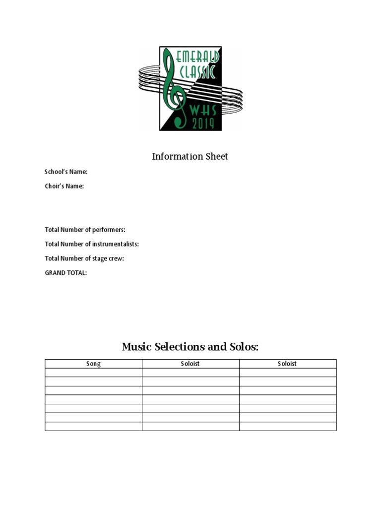 Information Sheet: Music Selections and Solos | PDF