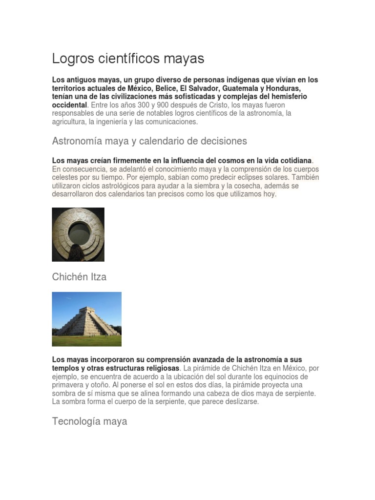 Logros Cientificos de Los Mayas | PDF | Civilización maya | Lentes