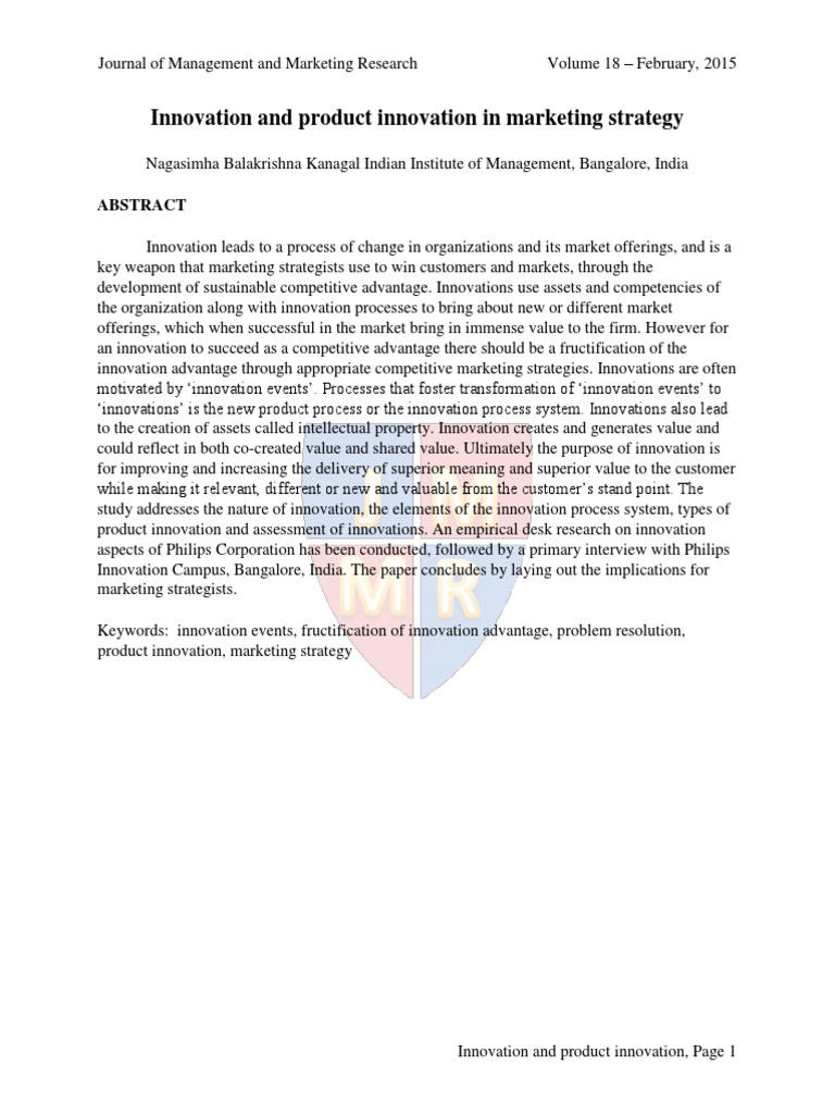 Innovation and Product Innovation in Marketing Strategy | PDF | New ...