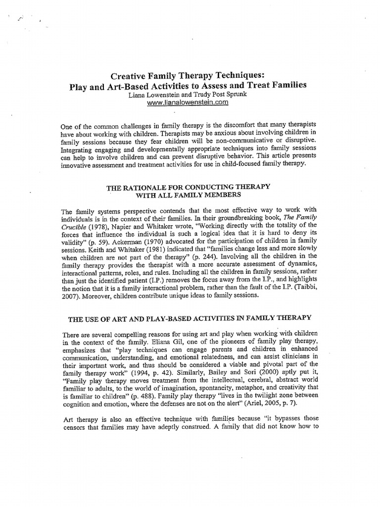 Creative Family Therapy Techniques | PDF