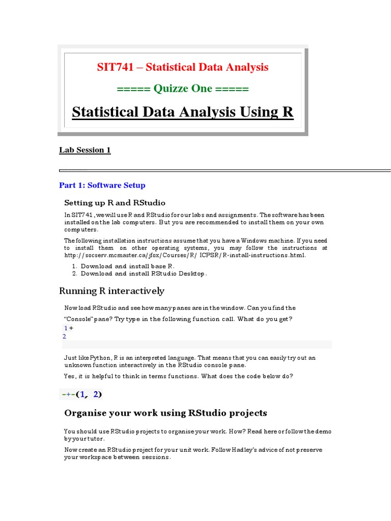 P1 2018 | Download Free PDF | R (Programming Language) | Data Analysis