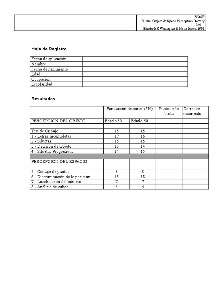 VOSP Hoja Registro | PDF | Ocio