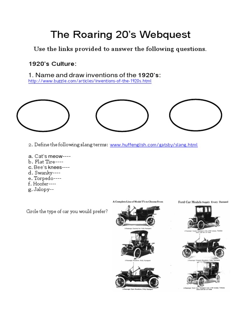 Roaring 20s Webquest Activity Guide | PDF