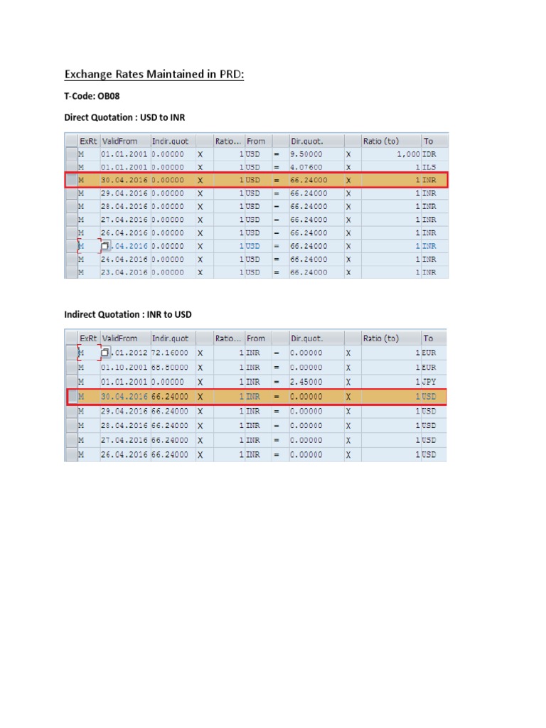Maintaining Exchange Rates in SAP OB08 | PDF