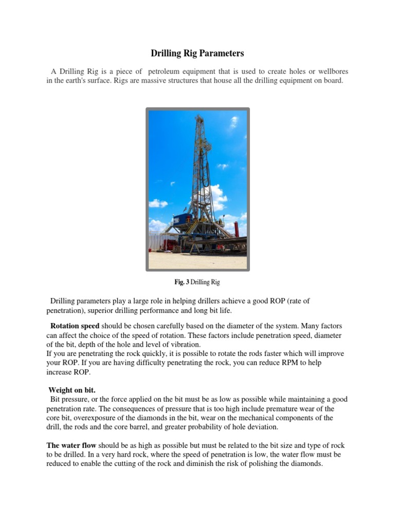 Drilling Rig Parameters | PDF