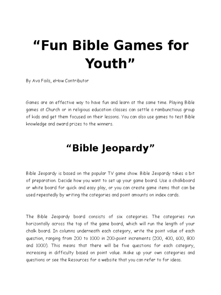 Fun Bible Games For Youth | PDF | Biblical Magi | Nativity Of Jesus